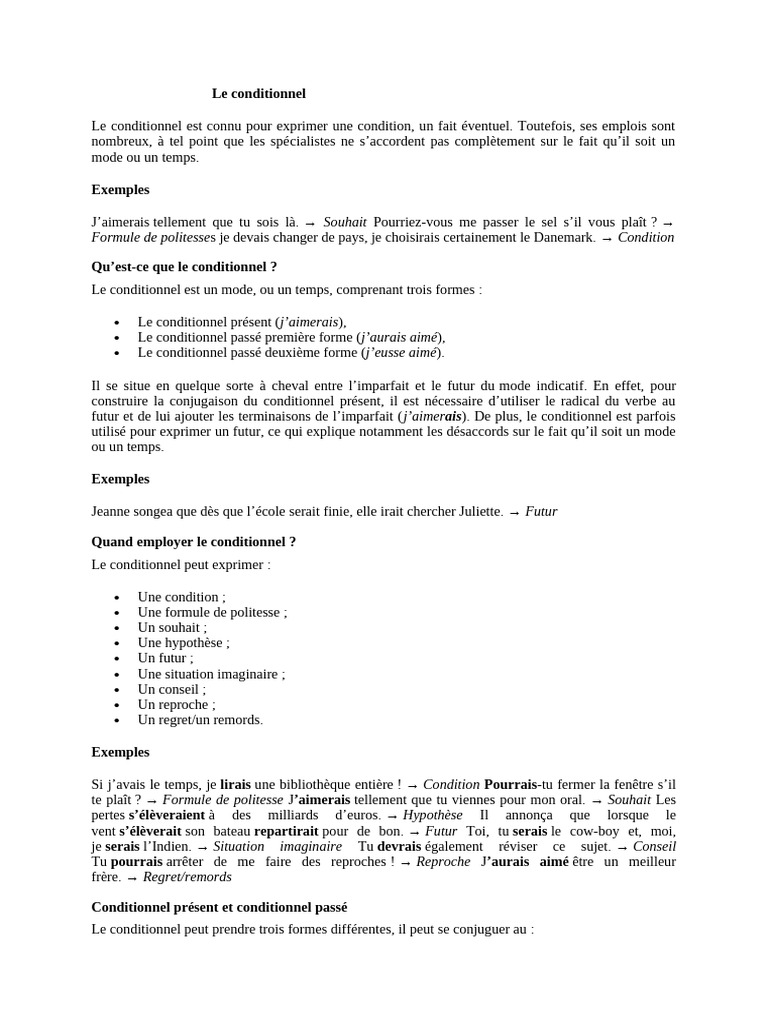 Comprendre le mode conditionnel | PDF | Verbe | Mécanique du langage