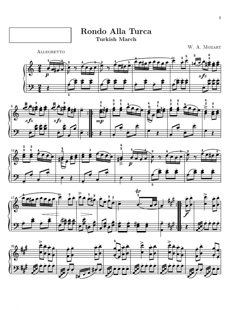 Marcha Turca | PDF | Composiciones para piano | Composiciones clásicas