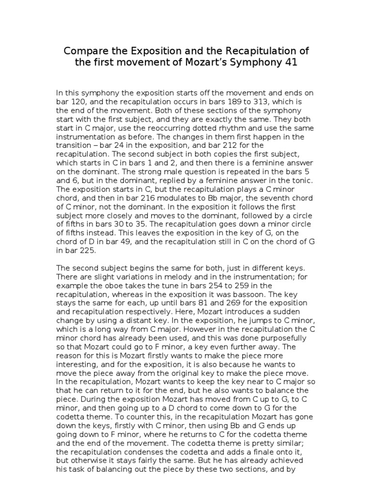 Compare The Exposition and The Recapitulation | PDF | Compositions ...