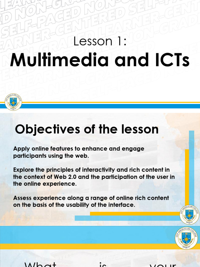 Lesson 1 Multimedia and ICTs | PDF | Multimedia | Communication