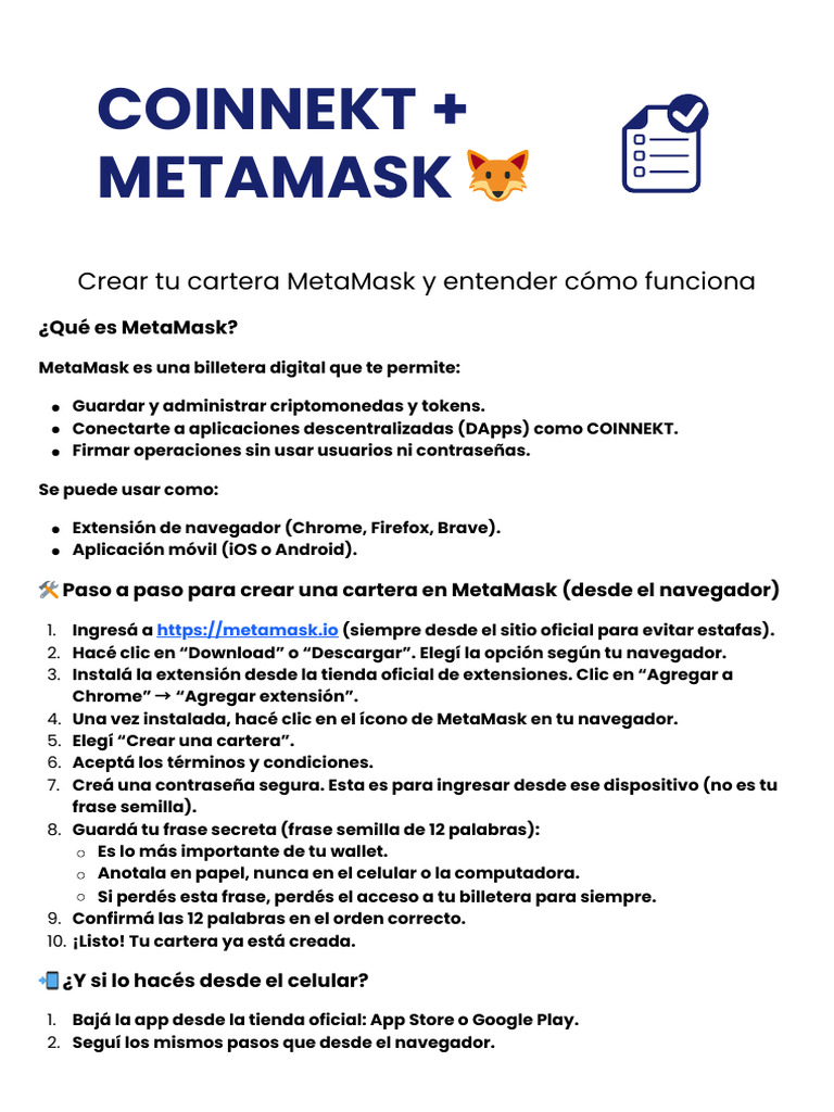 Conectar MetaMask a Coinnekt.app | PDF | Aplicación movil | Contraseña