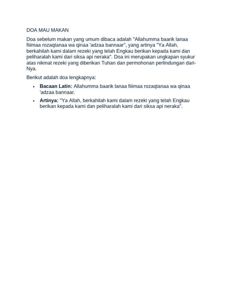 Doa Mau Makan | PDF