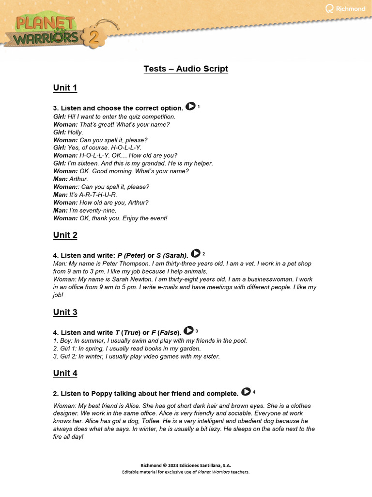 PW2 TRM Tests Audioscript | PDF