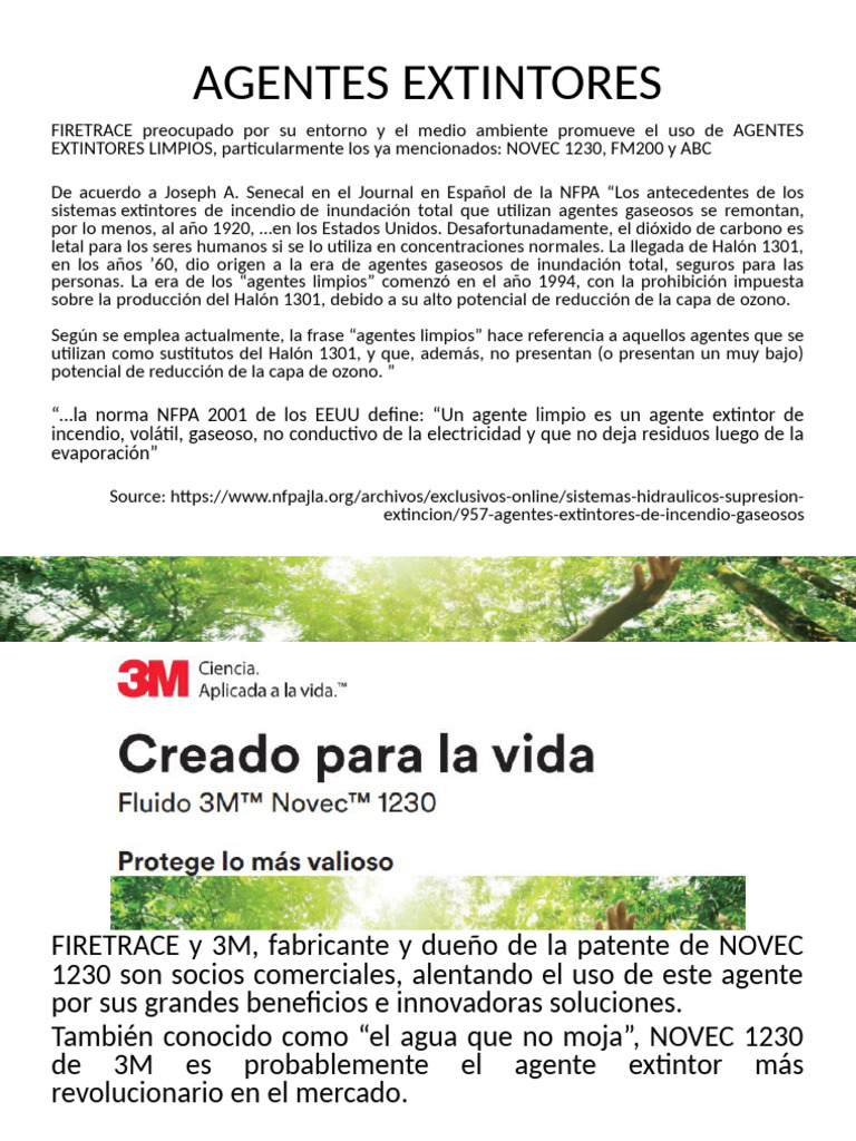 Agentes Extintores Limpios: NOVEC 1230 y FM200 | PDF