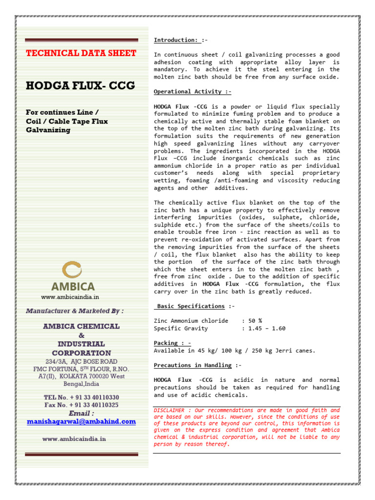 Flux Liquid - Sheet Coil Process | PDF | Zinc | Materials Science