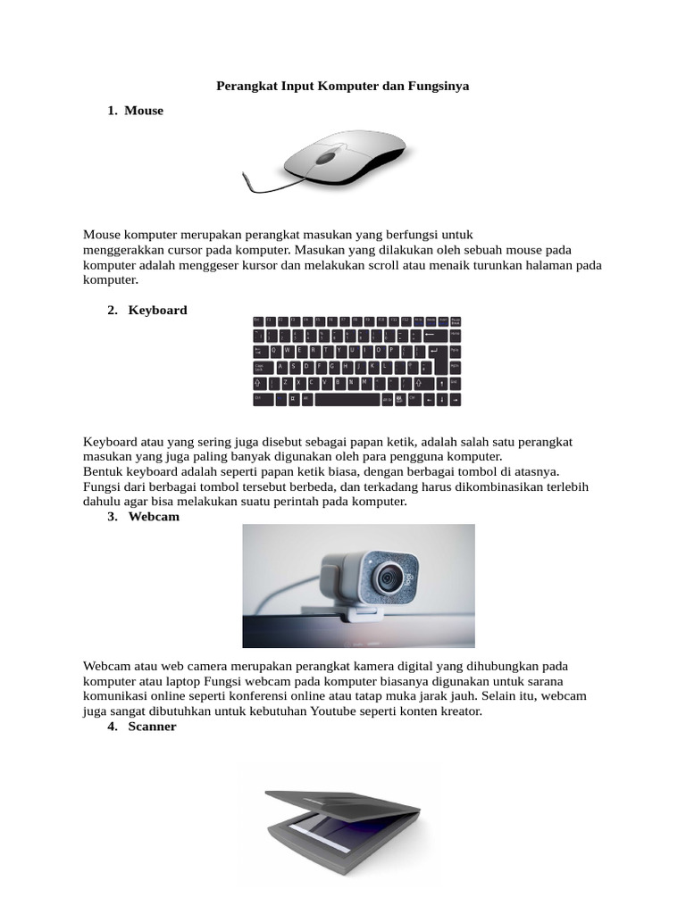 Perangkat Input Komputer dan Fungsinya | PDF
