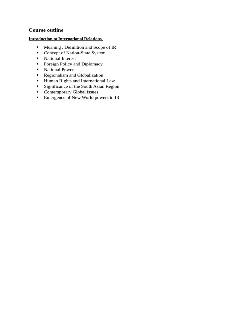 International Relations Course Outline | PDF