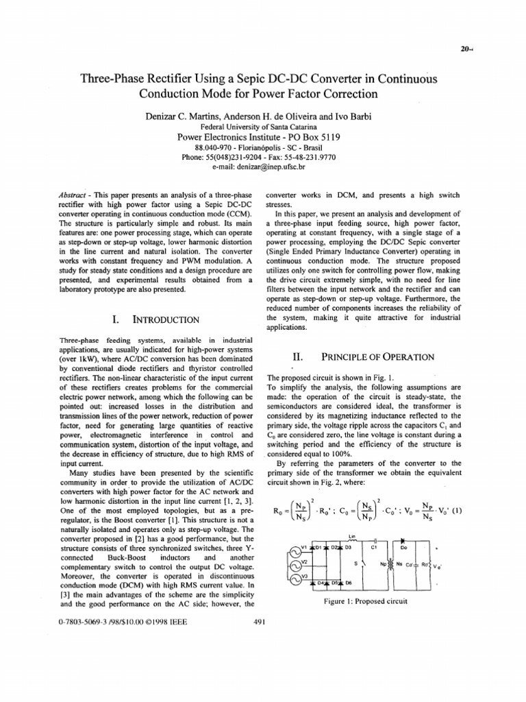 Three-Phase Rectifier with Sepic Converter | PDF | Rectifier | Physical Quantities