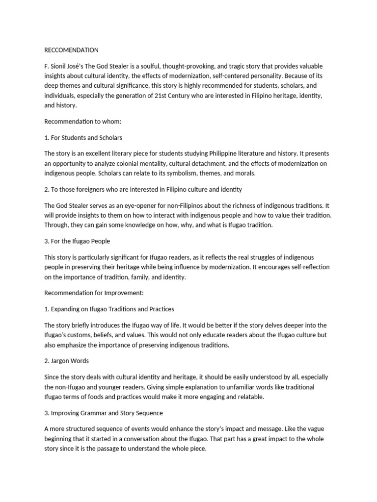 The God Stealer Reccomendation | PDF | Traditions | Liberal Arts Education