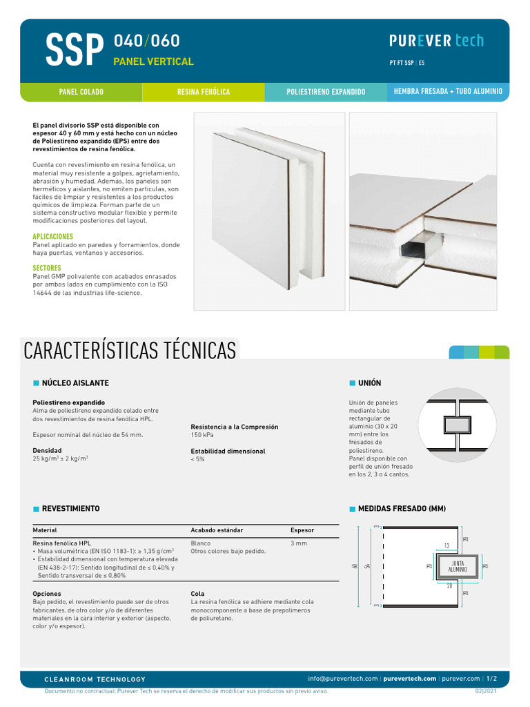 Panel Divisorio SSP de Purever Tech | PDF | Poliestireno | Ingeniería ...