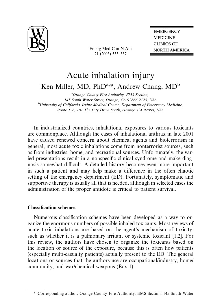 Acute Inhalation Injury | PDF | Respiratory Tract | Lung
