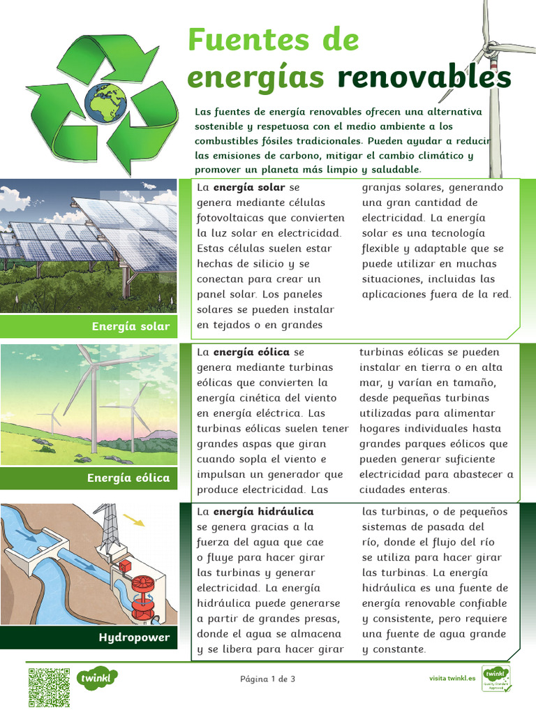 Comprension Lectora Fuentes de Energias Renovables | PDF | Energía ...