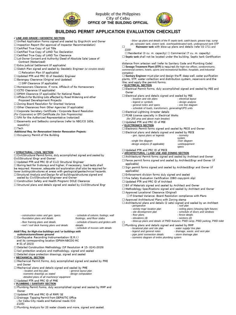 OBO FM PII B 23 v.00 Evaluation Checklist Building Permit | PDF | Building Engineering | Civil ...