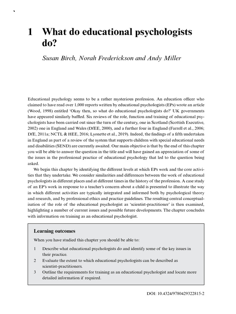 Understanding Educational Psychologists' Roles | PDF | Educational ...