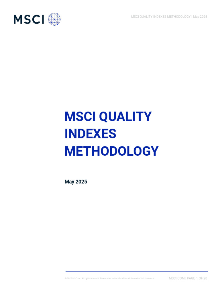 MSCI Quality Indexes Methodology 20250520 | PDF | Standard Score