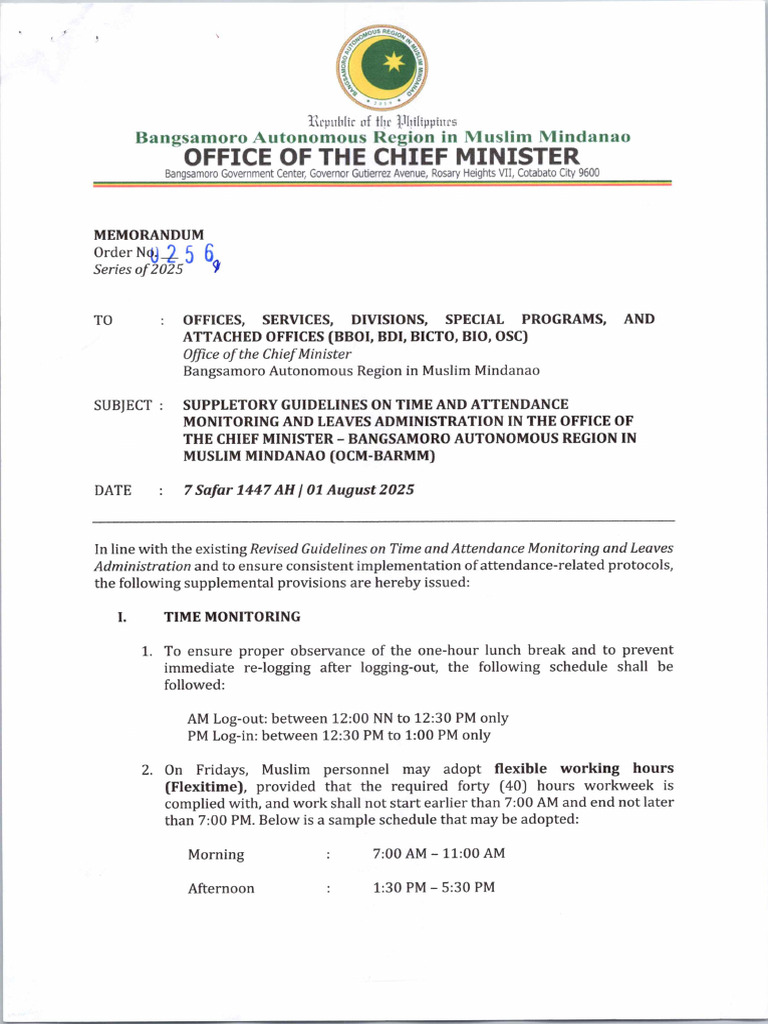 Memorandum Order No. 0256 S. 2025 | PDF