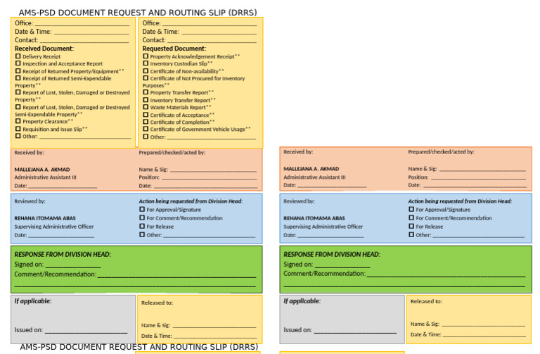 AMS-PSD Document Request Slip | PDF