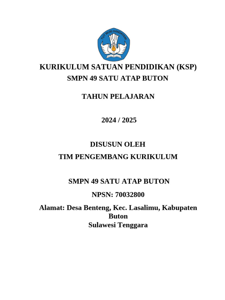 Kurikulum SMPN 49 Buton 2024/2025 | PDF