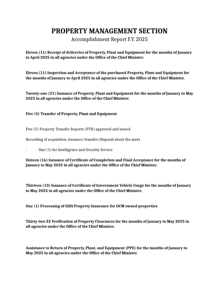 2025 Property Management Accomplishments | PDF | Internal Audit ...