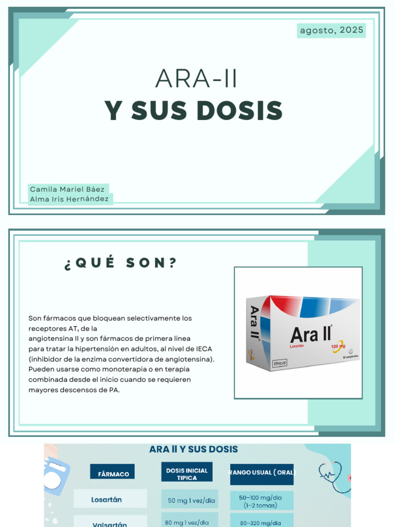 ARA LL y Sus Dosis | PDF | Angiotensina | Drogas