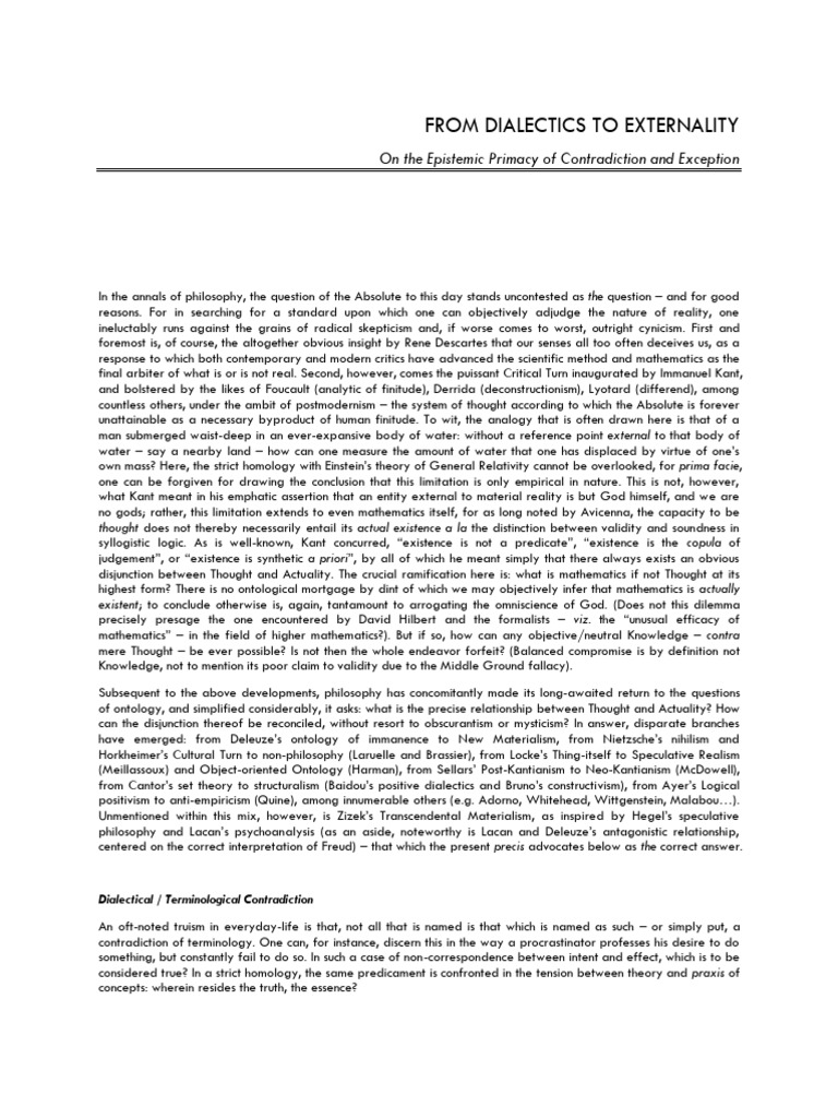 Dialectics and Externality in Philosophy | PDF | Truth | Poverty ...