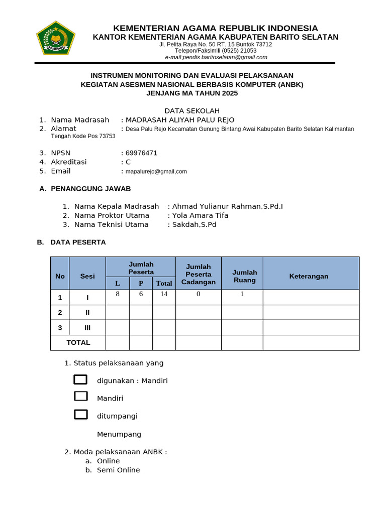 Instrumen Anbk 2024 | PDF
