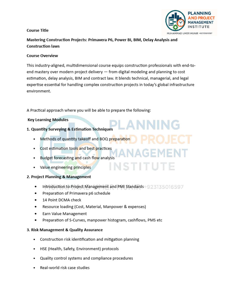 Master Construction Projects: P6, BIM, Law | PDF | Building Information ...
