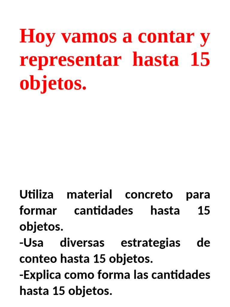 Hoy Vamos A Contar y Representar Hasta 15 Objetos | PDF