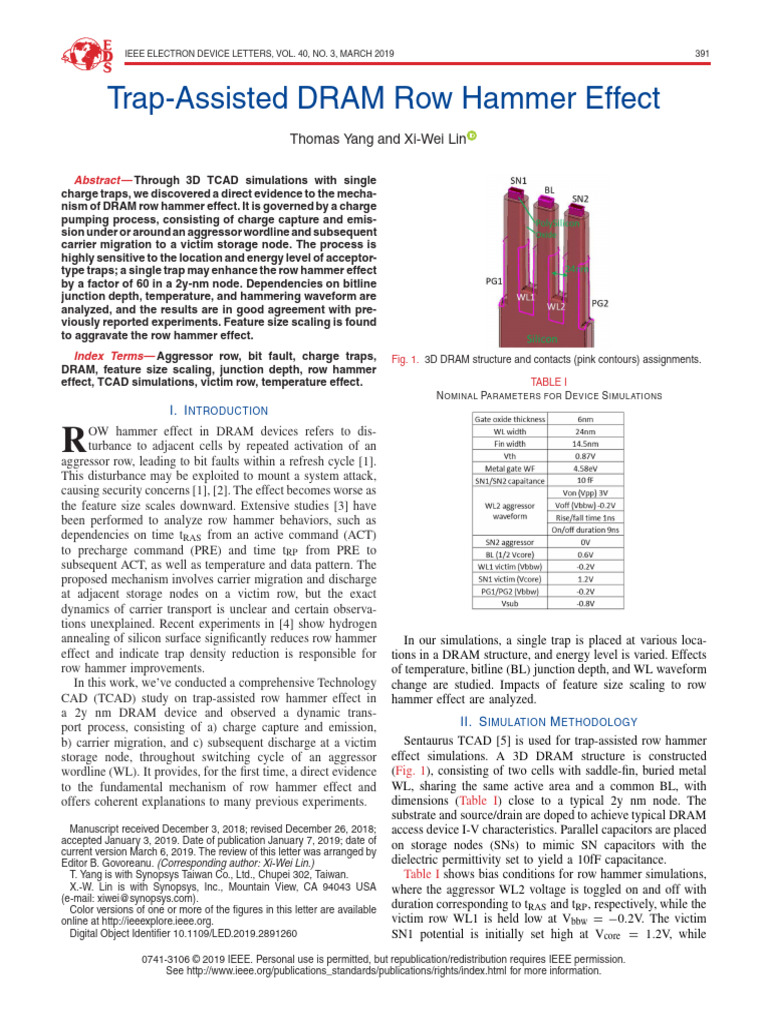 Trap-Assisted DRAM Row Hammer Study | PDF | Dynamic Random Access ...