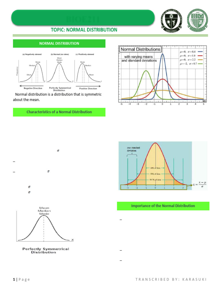 Week 4.2 Normal Distribution | PDF | Normal Distribution | Standard Deviation