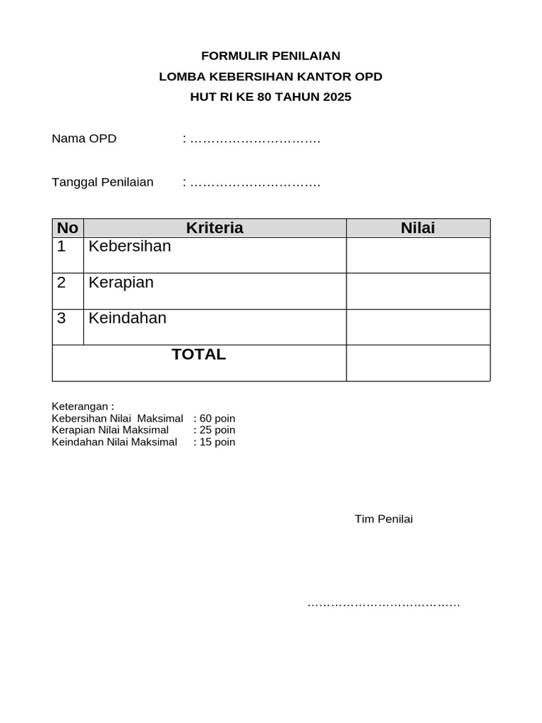 Formulir Penilaian | PDF