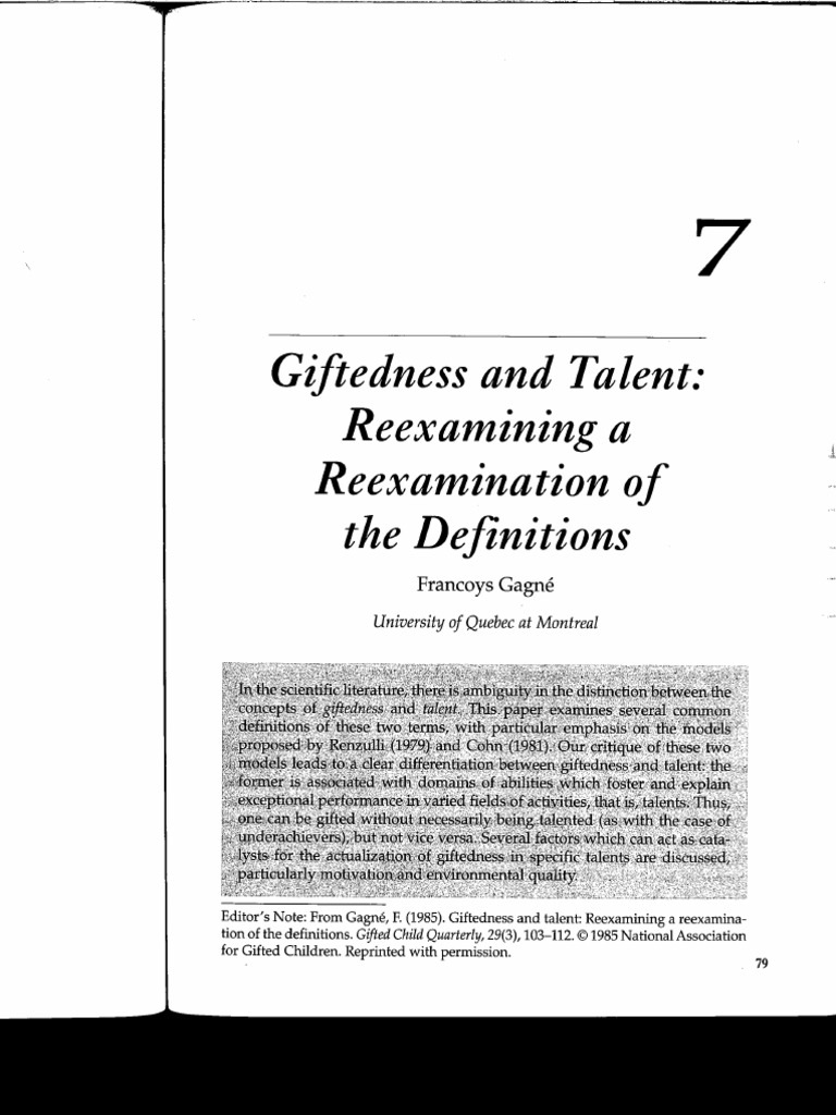Giftedness and Talent Reexamining A Reexamination | PDF | Intellectual ...