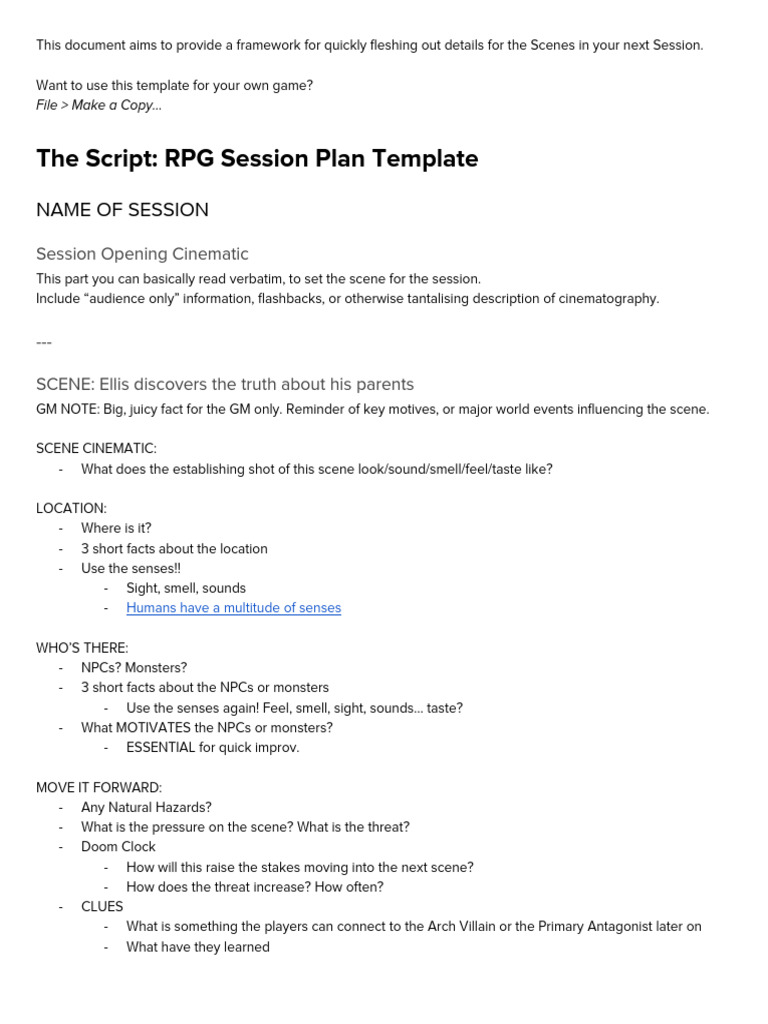 DnD Session Planning Template | PDF