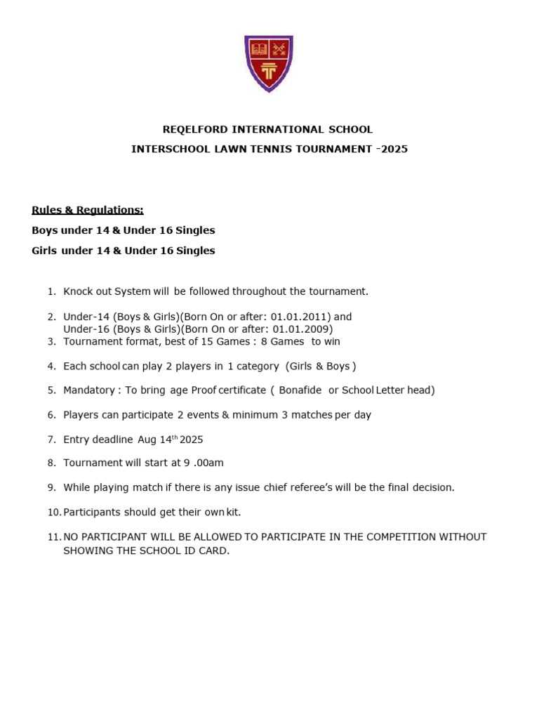 Lawn Tennis-Entry Form - Aug 2025 | PDF | Chess | Chess Theory