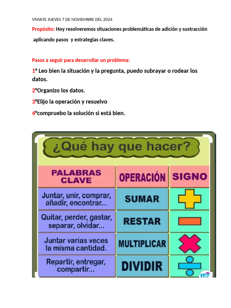 Viviate Jueves 7 de Noviembre Del 2024 Matemáticas | PDF