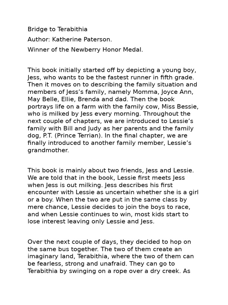 Bridge To Terabithia Review | PDF | Novels