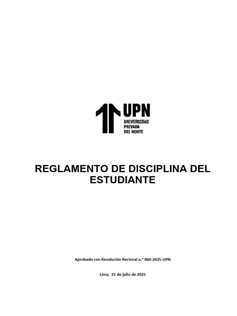 Reglamento de Disciplina Estudiantil UPN | PDF | Regulación | Disciplinas