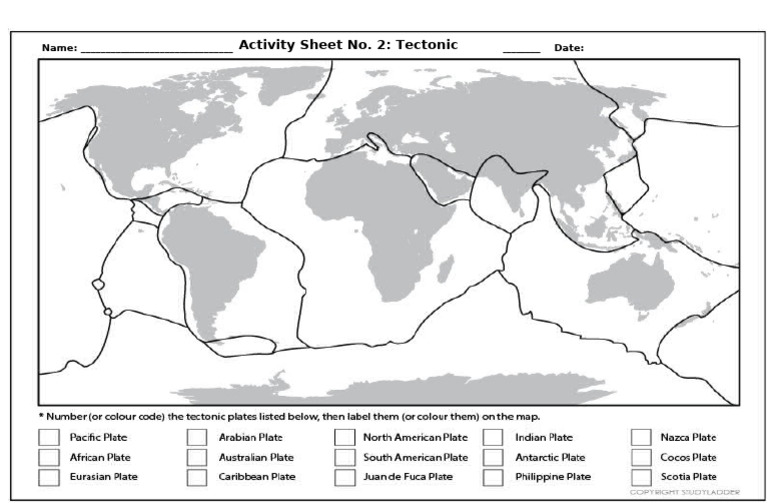 Tectonic Plates Activity Sheet 2 | PDF