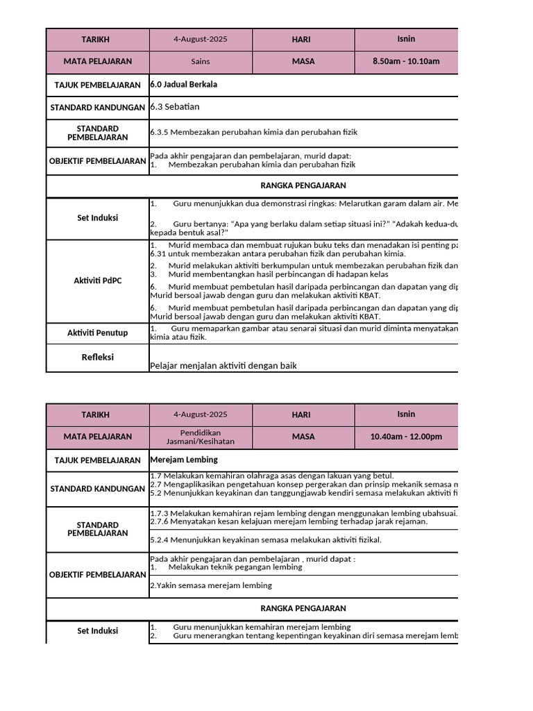 Arif 2025 Tapak ERPH SMK Telok Mas w24 | PDF