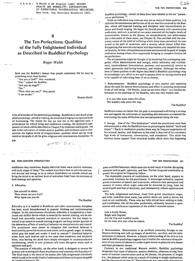 Ten Perfections in Buddhist Psychology | PDF | Mind | Experience