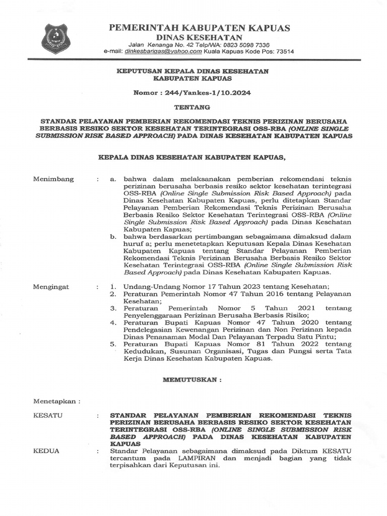 SP Pemberian Rekom Teknis Perizinan | PDF