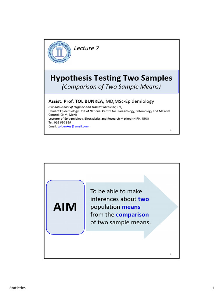 Comparing Two Sample Means in Statistics | PDF | Standard Error | Standard Deviation
