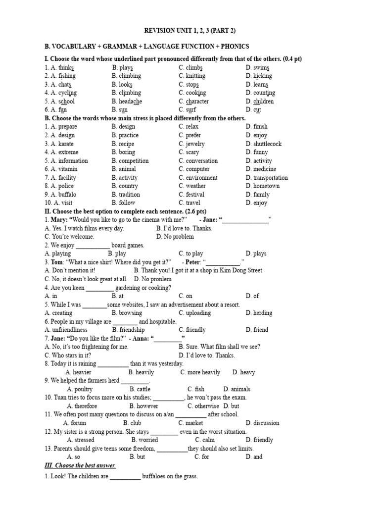 Revision Unit 1, 2, 3 (Part 2) | PDF | Adolescence