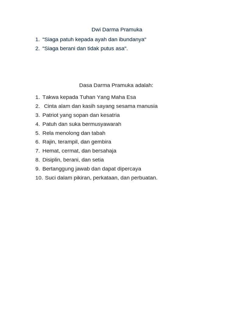 Dwi Darma dan Dasa Darma Pramuka | PDF
