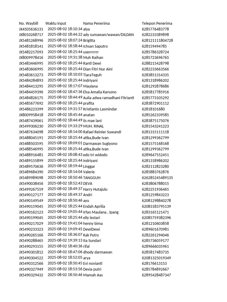 Waybill Data for Delivery Recipients | PDF