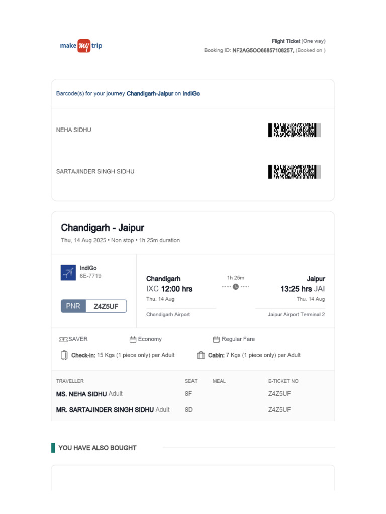 NF2AG5OO66857108257 ETicket | PDF | Identity Document | Transport