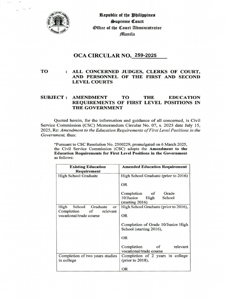 Amendment to First Level Job Requirements | PDF | Justice | Crime ...