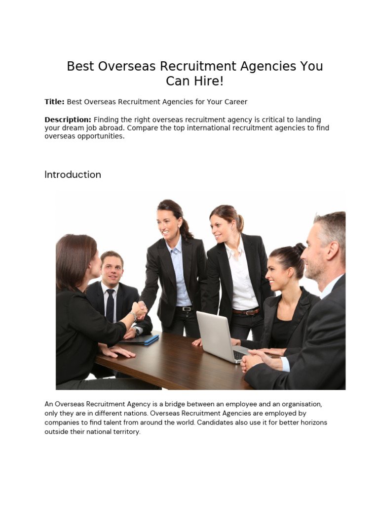 Top Overseas Recruitment Agencies | PDF | Recruitment | Employment Agency