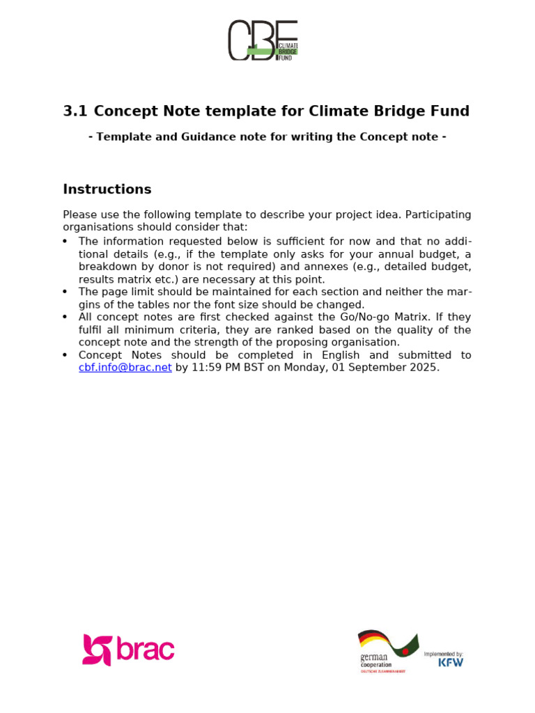 Climate Bridge Fund Concept Note Template | PDF | Risk | Environmental ...
