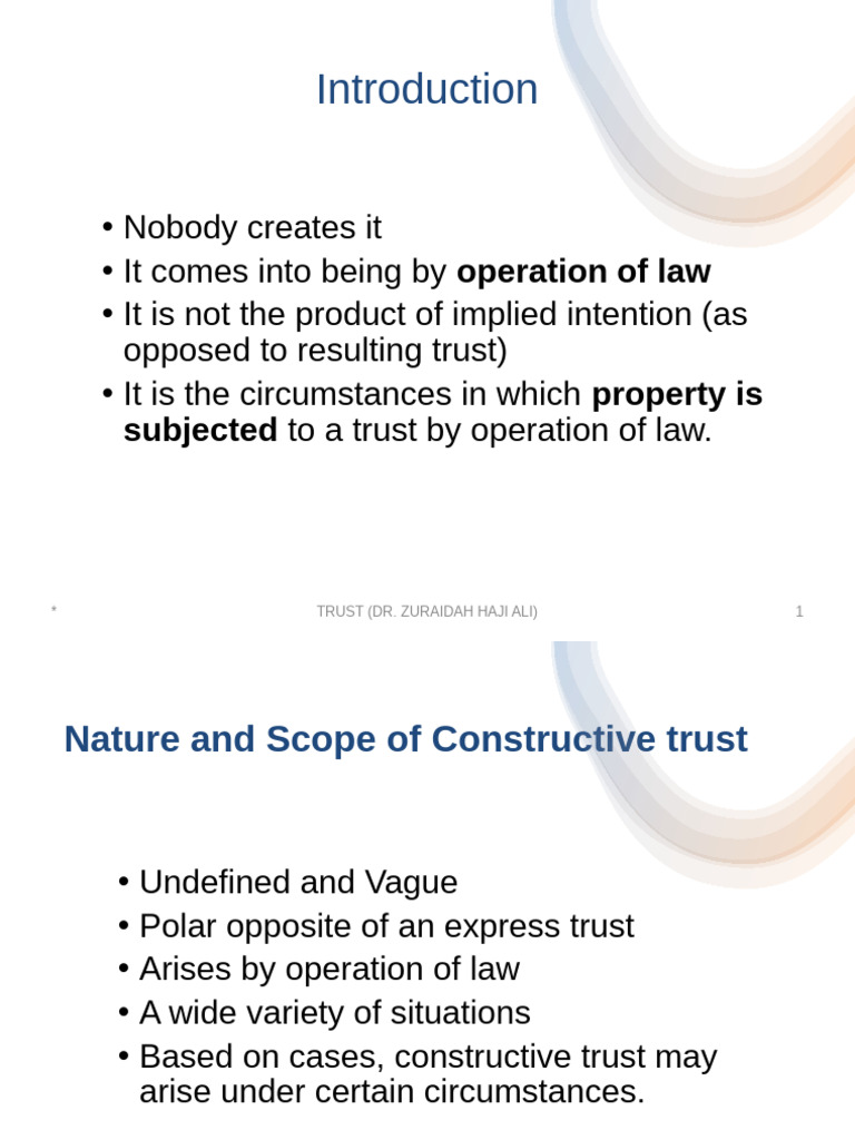 Understanding Constructive Trusts Explained | PDF | Fiduciary | Civil ...